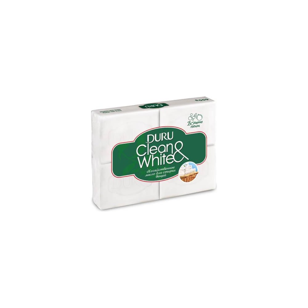 Хозяйственное мыло Clean&White белое, 4х125 г, экопак 50558 - выгодная ...