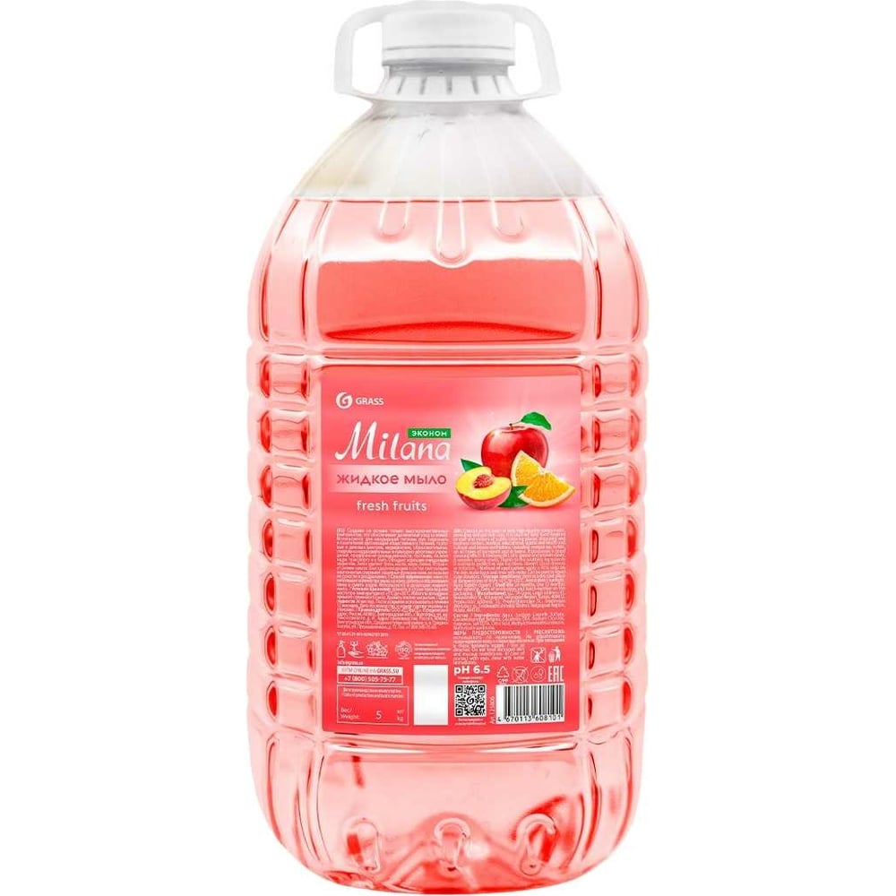 Жидкое мыло Grass Milana эконом Fresh Fruits, ПЭТ 5 кг 125806 ...