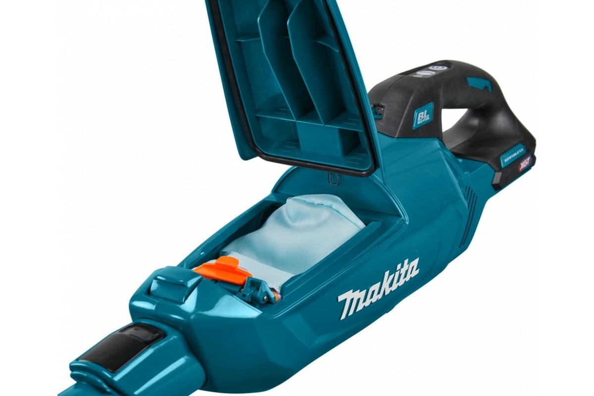 Аккумуляторный пылесос Makita XGT BL 40В, Li-ion, цвет бирюза, работа с ...