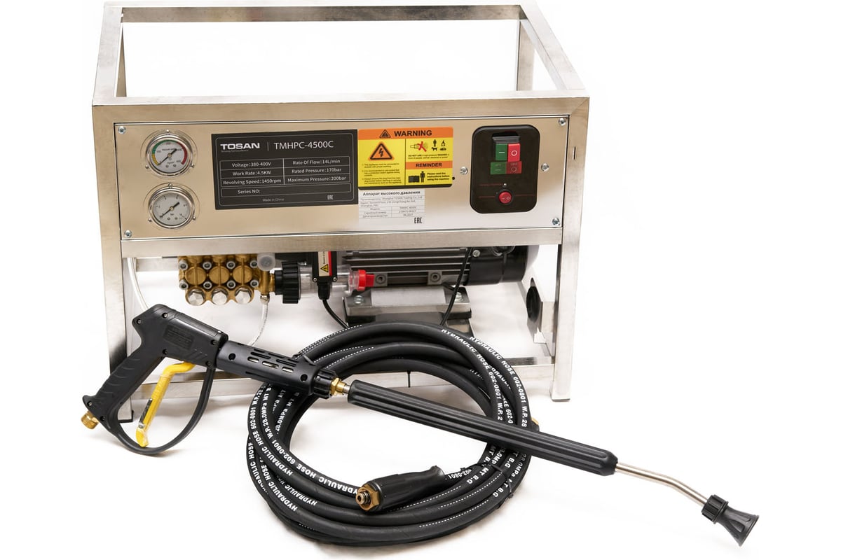 Аппарат высокого давления Rossvik 200 бар, 14 л/мин, 380 В, 4.5 кВт, 1450 об/мин TMHPC-4500C ...