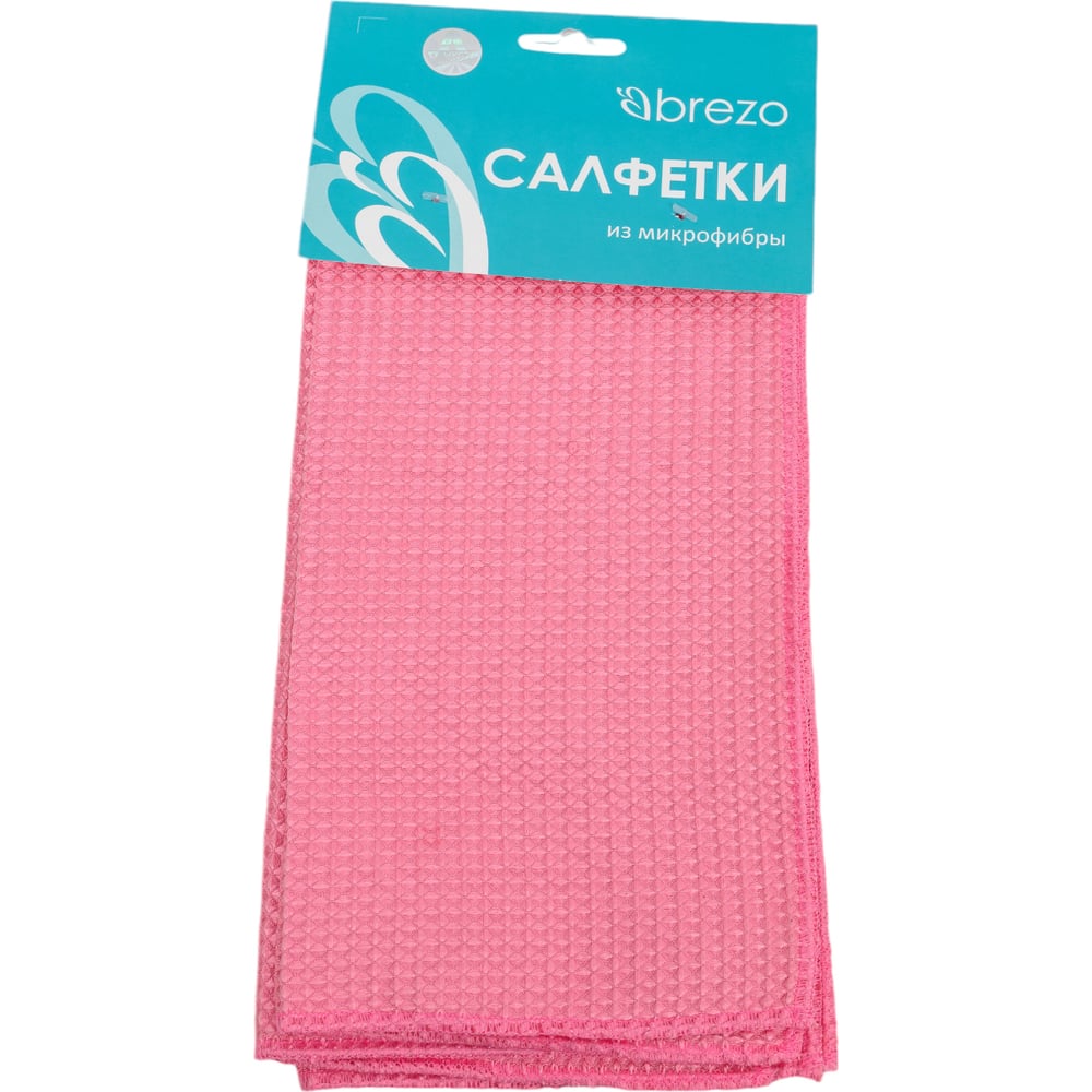 Вафельные салфетки BREZO микрофибра, цвет розовый, 3 шт., арт. 95412 ...