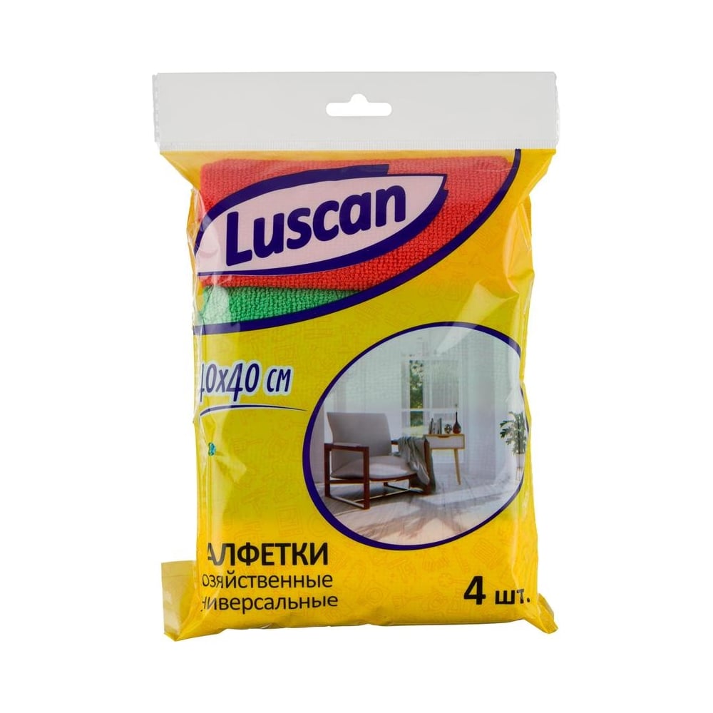 Хозяйственные салфетки Luscan микрофибра 40x40 см 220 гкв.м 4 штуки в ...