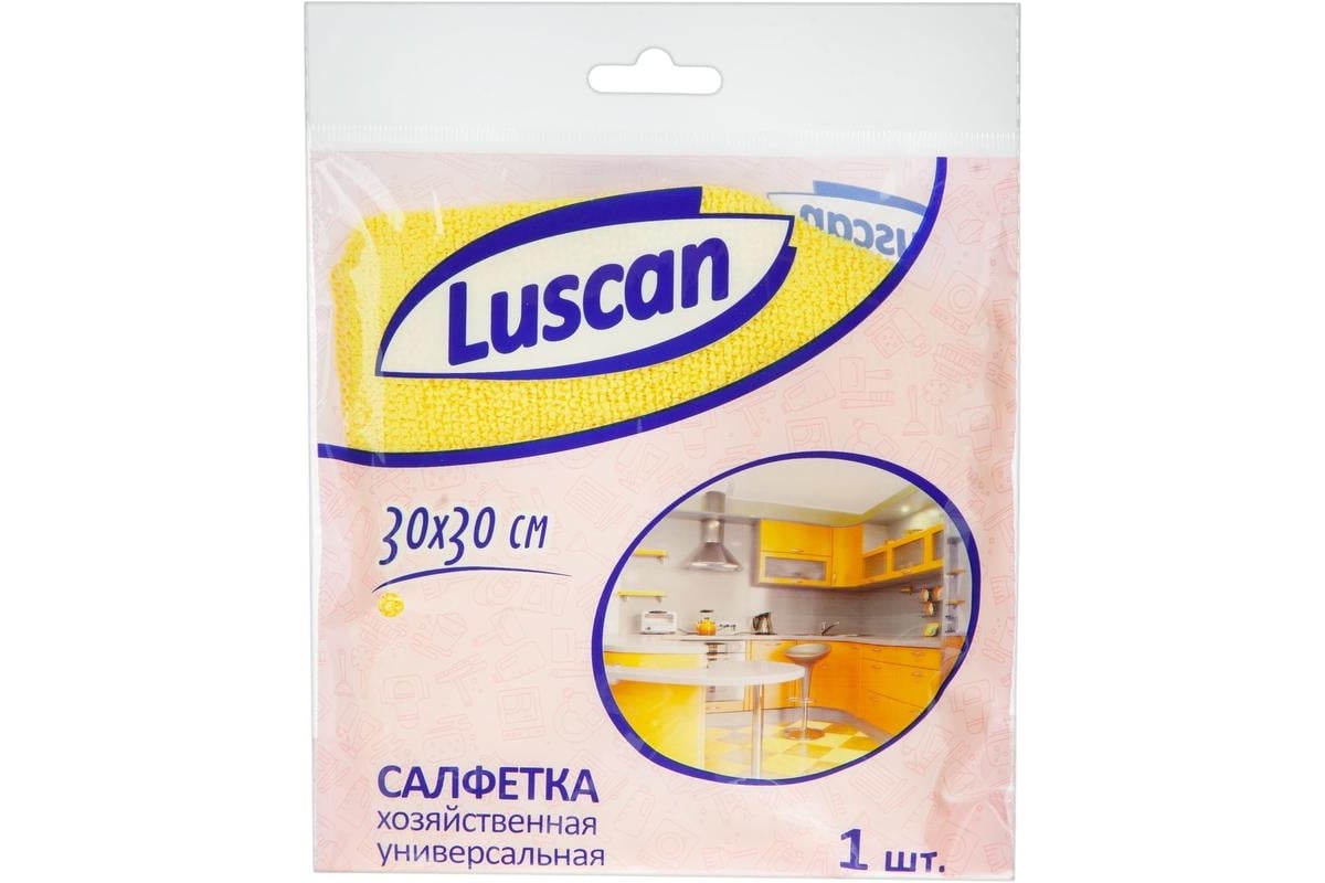 Хозяйственная салфетка Luscan микрофибра 30x30 см 200 гкв.м желтая ...