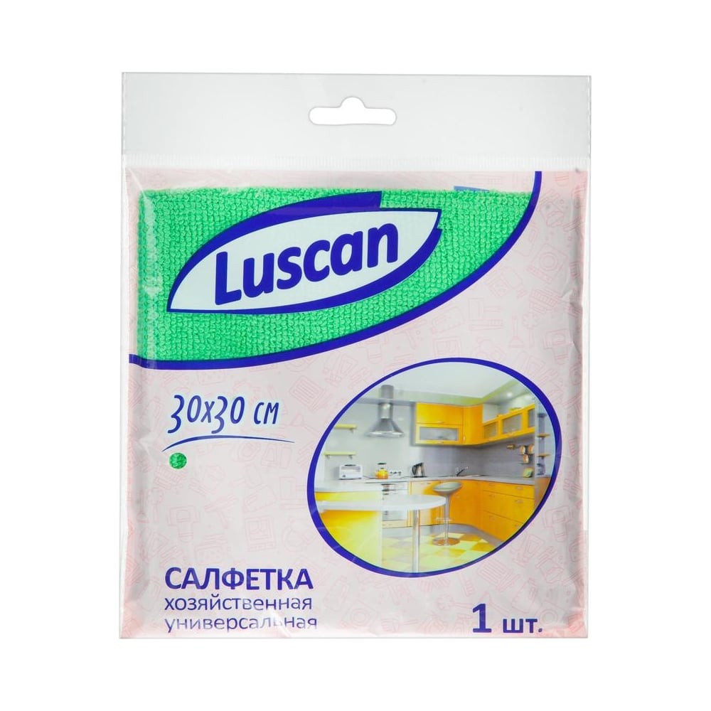 Хозяйственная салфетка Luscan микрофибра 30x30 см 200 гкв.м зеленая 1612794 - выгодная цена ...