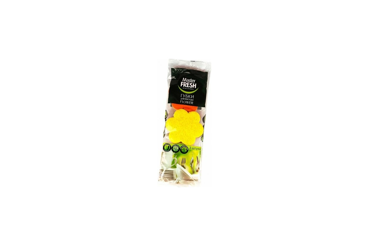 Губки для посуды MASTER FRESH Flower крупнопористые, упак 3 шт 218354 ...
