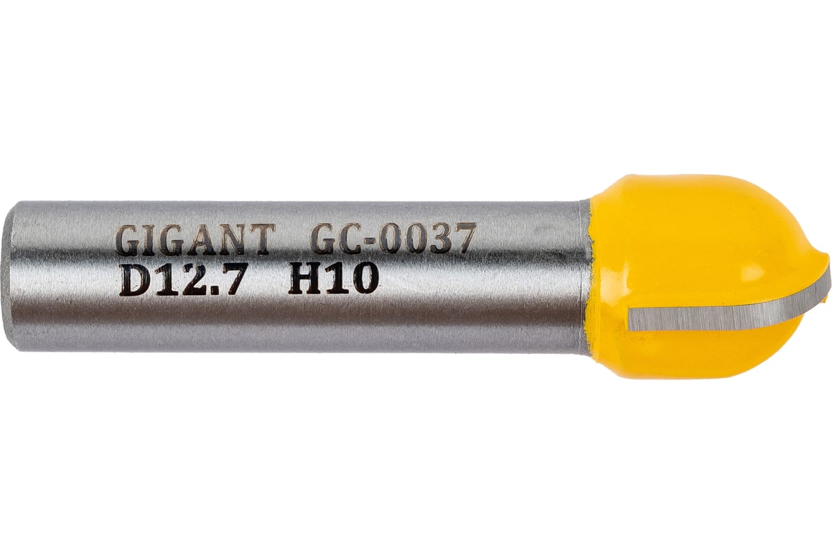 Фреза пазовая гальтельная D12.7 мм, H10 мм R6.35 мм, хвостовик 8 мм Gigant GC-0037 - выгодная ...
