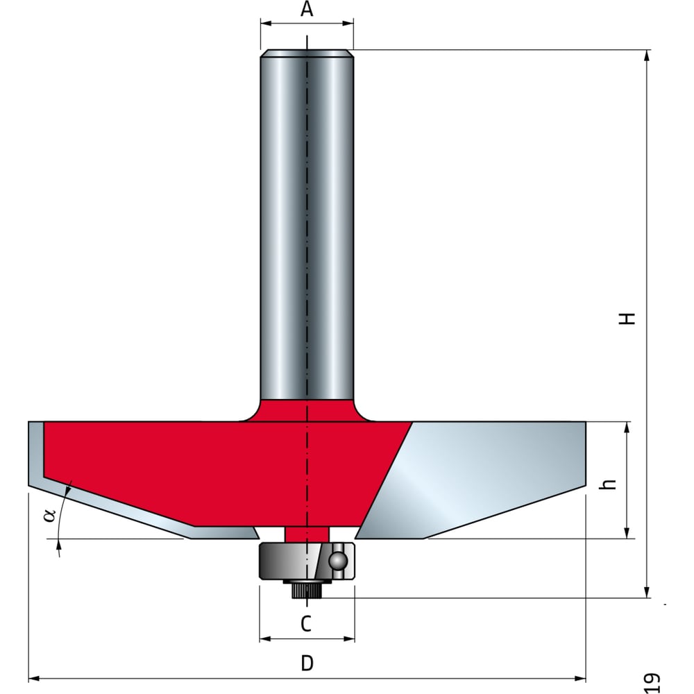 Фреза D63.5 мм h16 мм, H64.7 мм, A12 мм, C12.7 мм, α25, Z2, HM Freud 99 ...