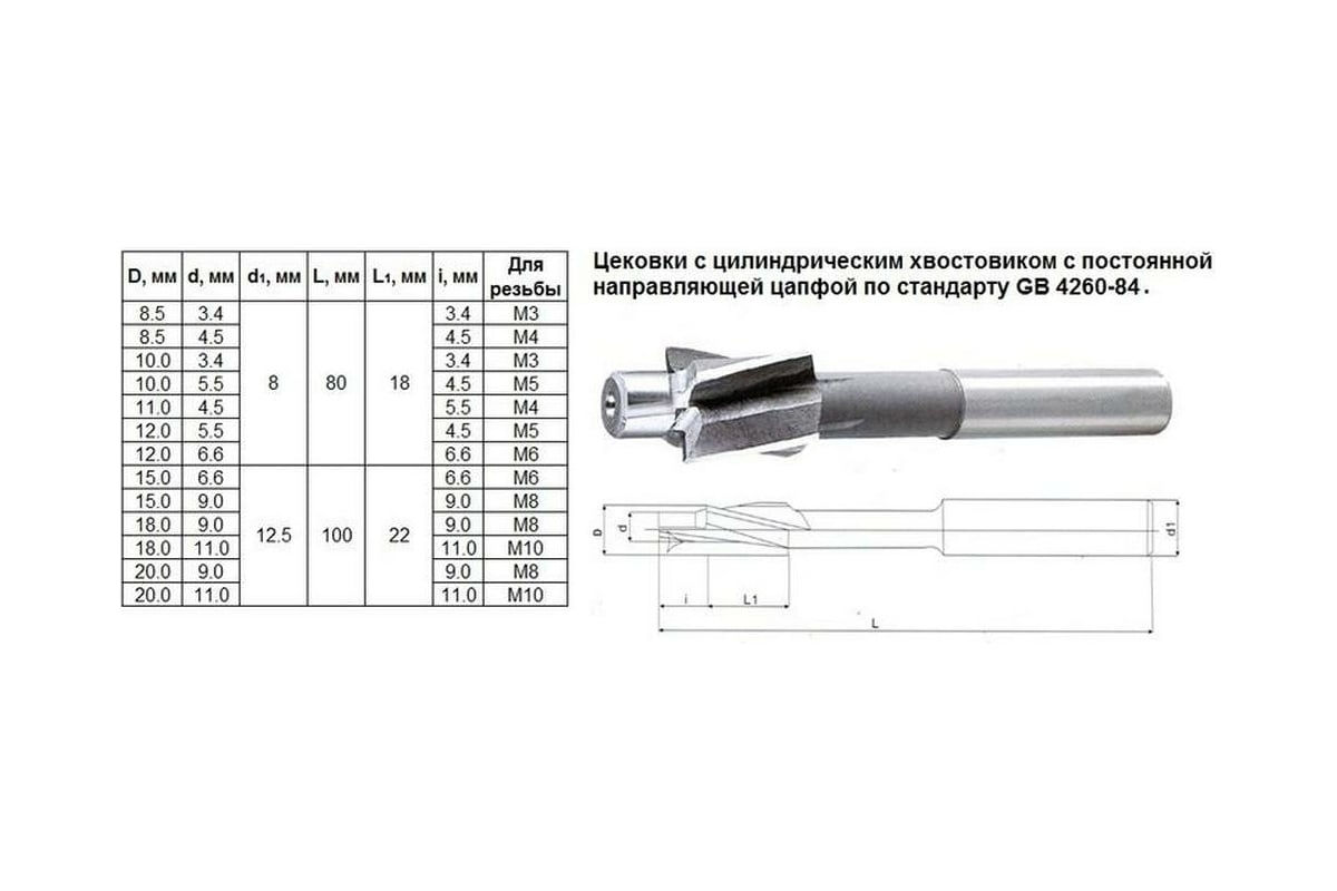 Цековка 15/6.9x100 мм, Р6М5, с постоянной направляющей цапфой, ц/х 12.5 ...