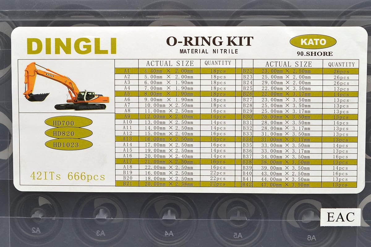 Набор колец резиновых уплотнительных O-Ring NBR90 kato 495шт HIMPT 00 ...