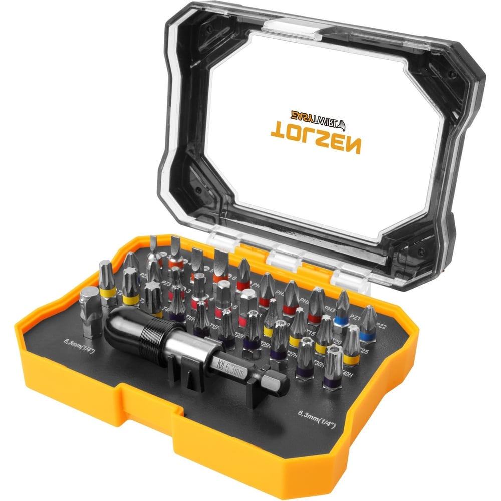 Набор вставок бит 1/4", PH, PZ, Hex, Torx, Slotted, TorxTR, Square, 32 ...