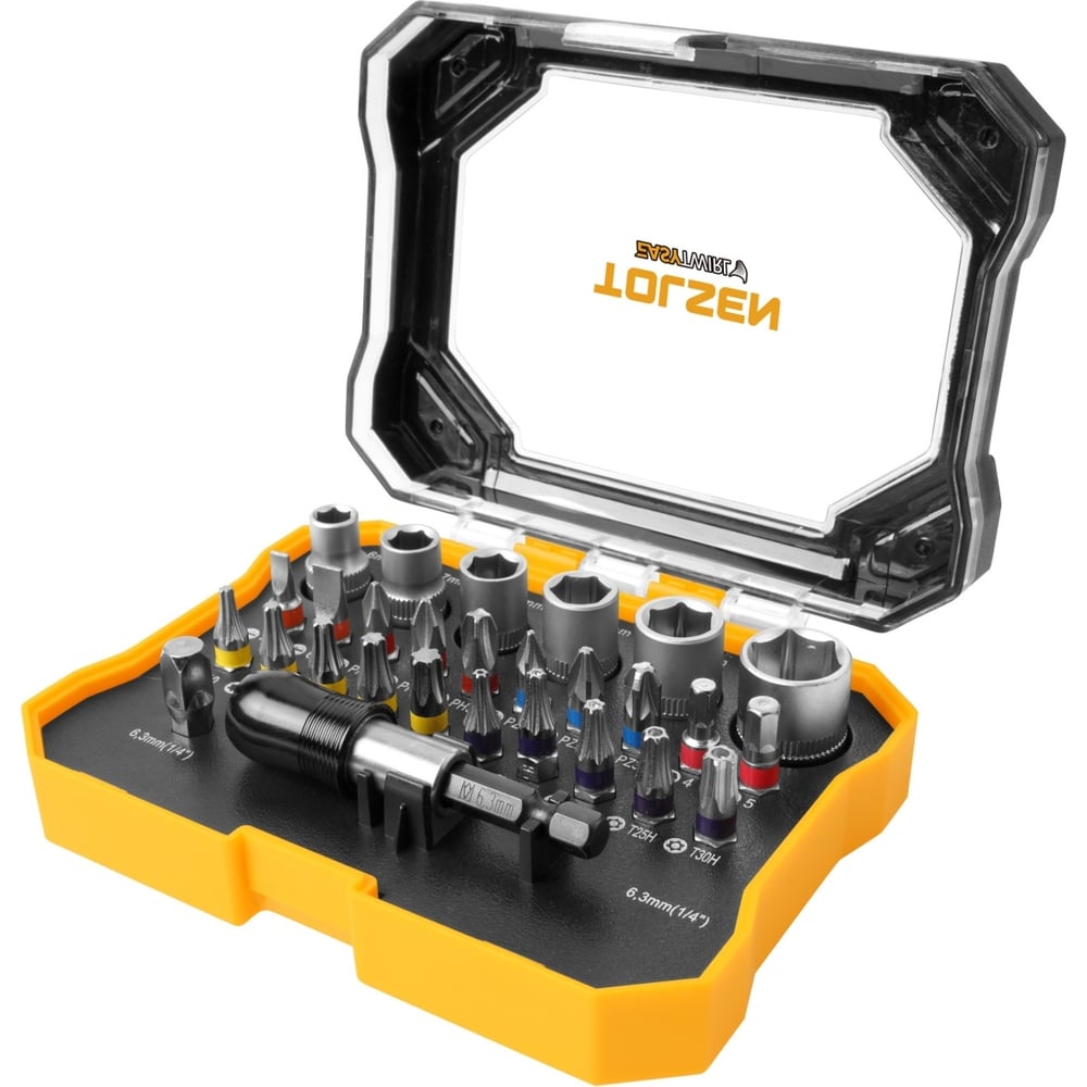 Набор вставок бит 1/4", PH, PZ, Hex, Torx, Slotted, TorxTR, 28 ...