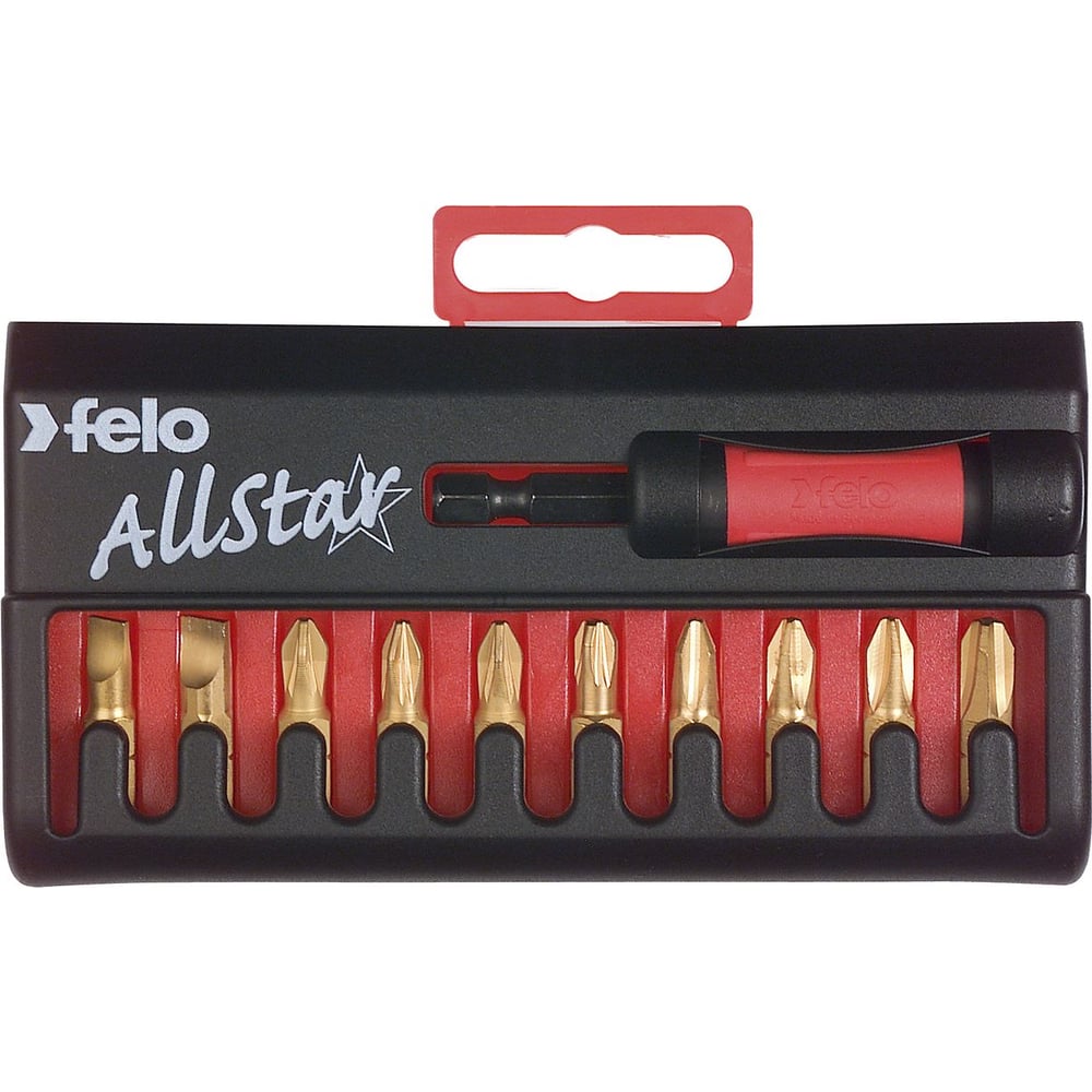 Набор бит SL/PZ/PH TiN с держателем бит Star в кейсе, 11 шт. Felo ...
