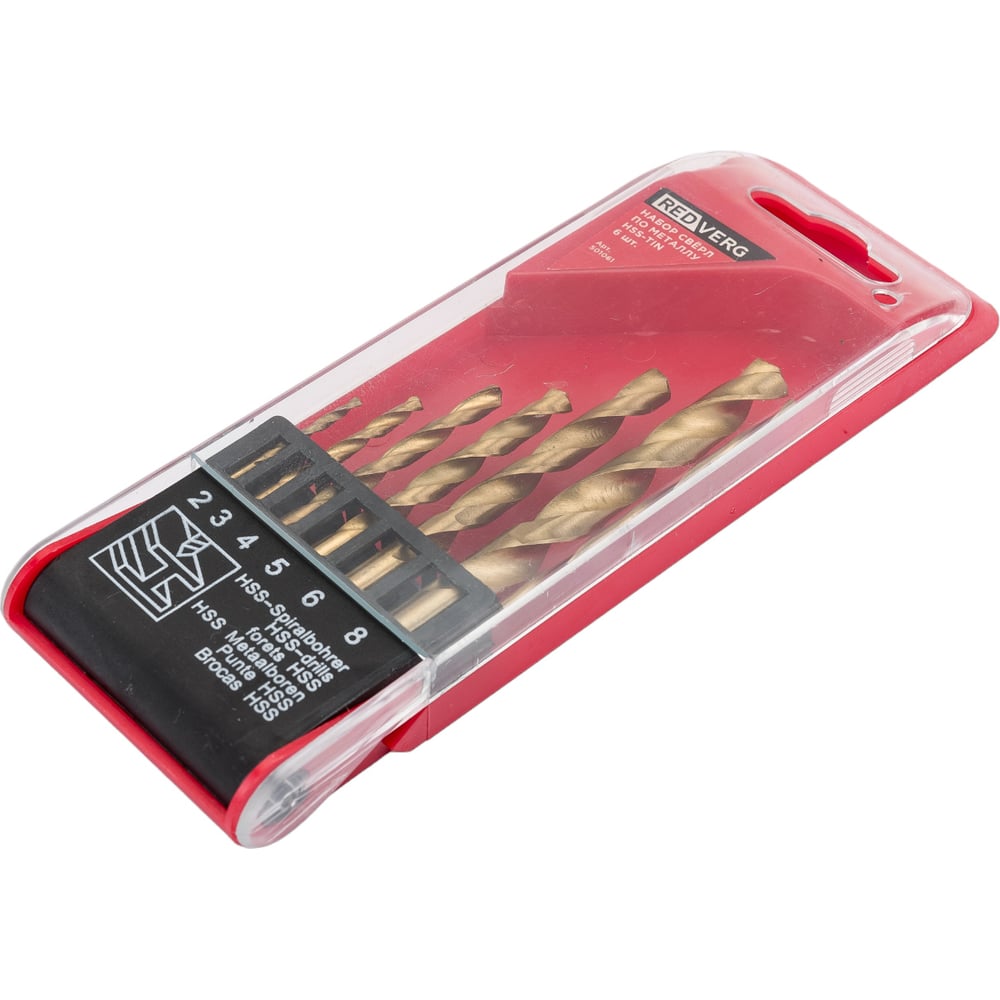 Набор сверл по металлу 6 шт., HSS-TIN, 2-8 мм REDVERG 6627077 - выгодная цена, отзывы ...