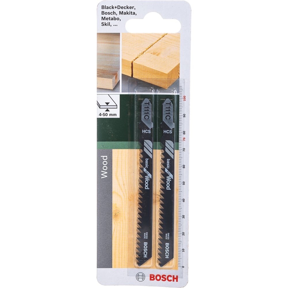 Пилка для лобзика T111С (100 мм; 2 шт.) Bosch 2609256716 - выгодная ...