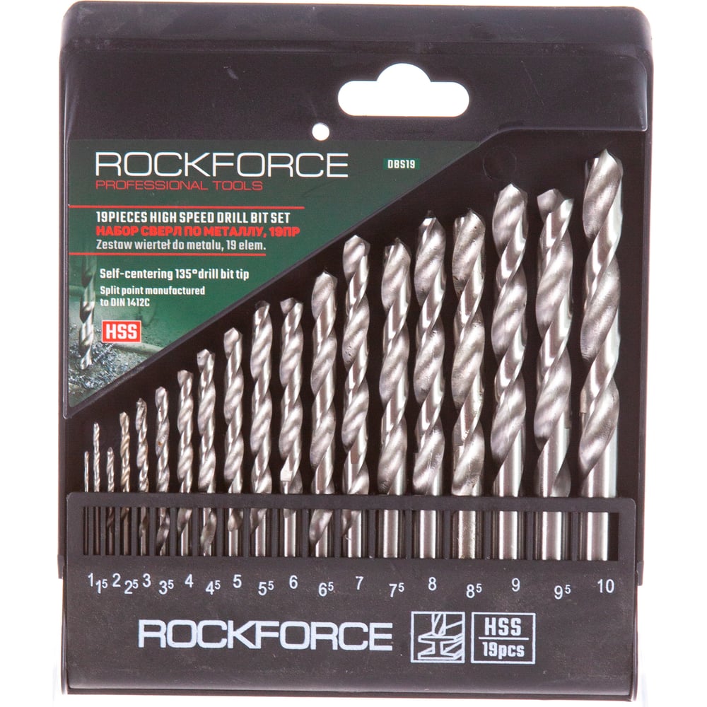 Набор сверл по металлу HSS 19 предметов Rockforce RF-DBS19 - выгодная цена, отзывы ...