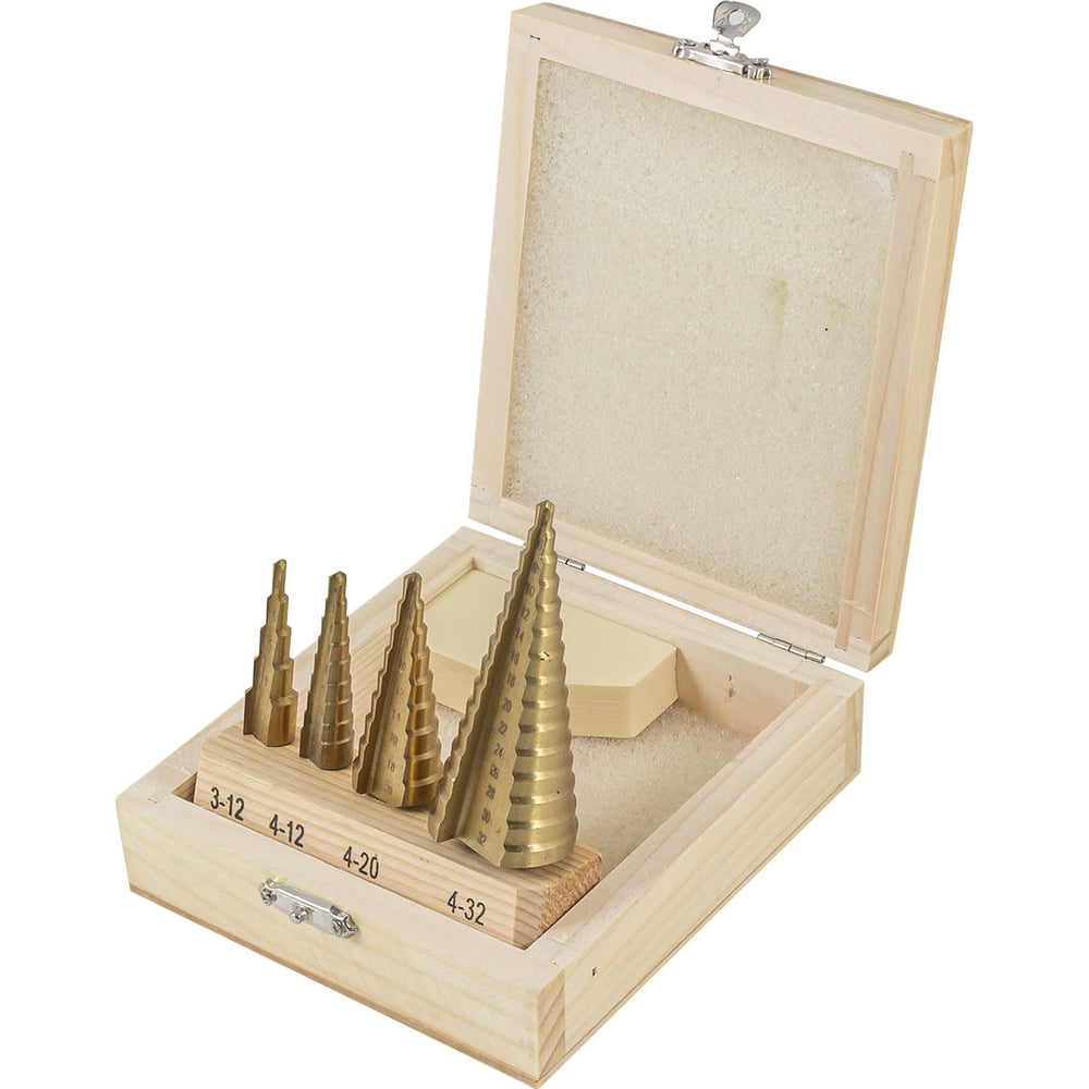 Набор ступенчатых сверл Rockforce HSS 4241, 4 пр. RF-38503(29877) RF-38503/к.29851/(29877 ...