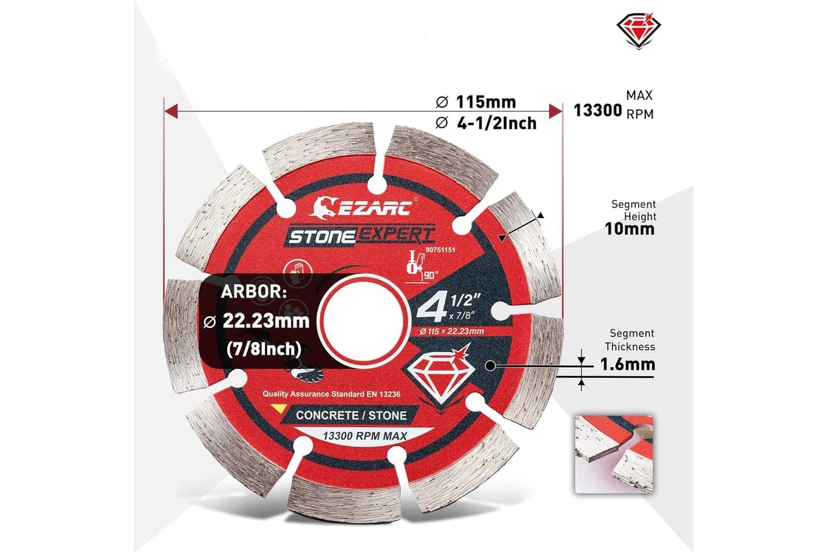 Сегментные алмазные диски по камню, керамограниту, кирпичу и бетону 115 ...