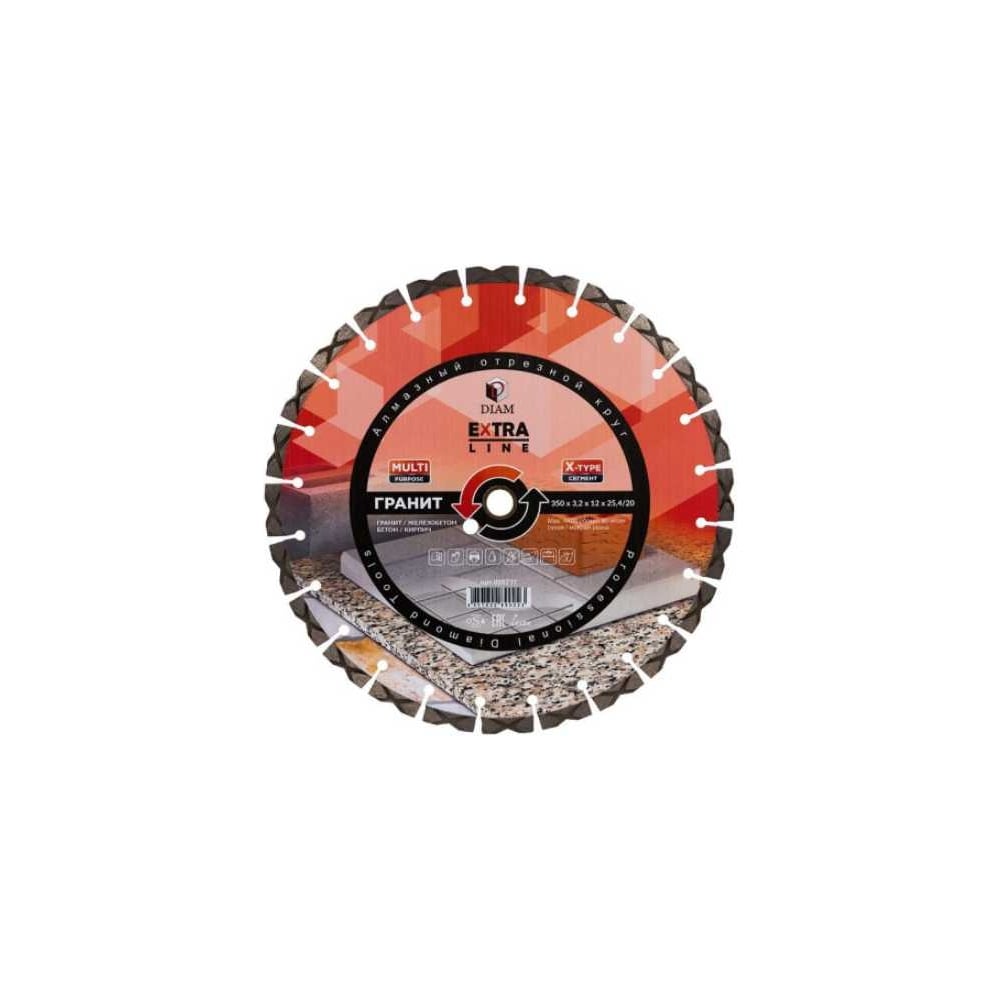 Диск Гранит Extra Line 350x3.2x12x25.4/20 мм Diam 000711 - выгодная ...