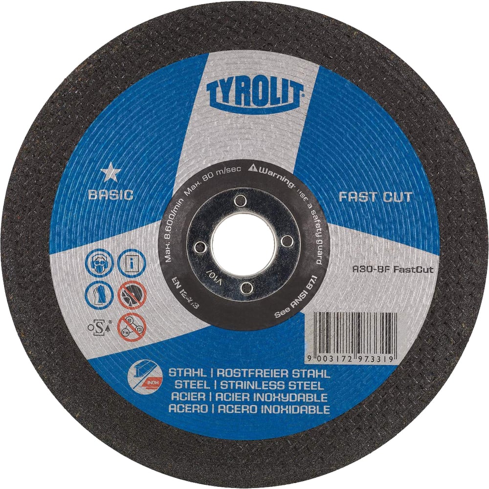 Шлифовальный диск 2в1 металл/нержавейка Tyrolit Basic Fast Cut А30-BF 230х6х22.23 мм 297333 ...