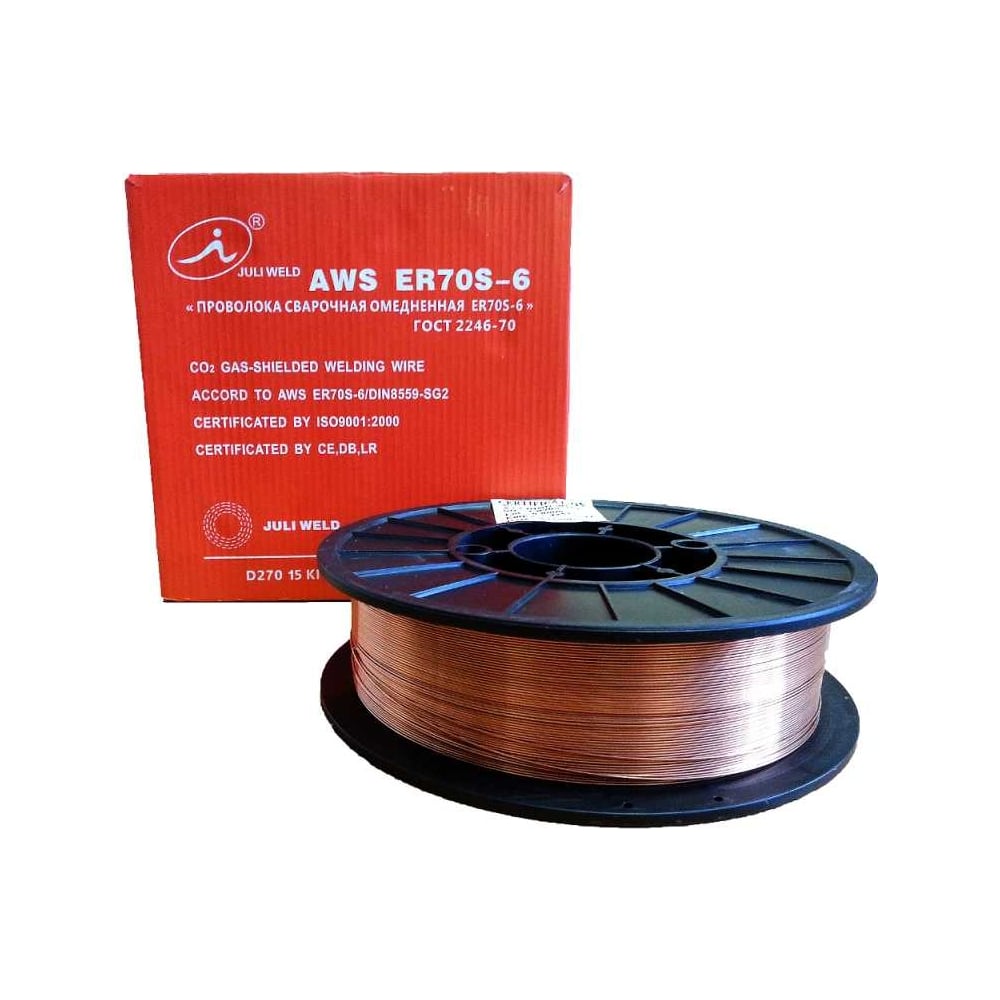 Проволока сварочная омедненная ER70S-6 (СВ08Г2С) 1 мм, катушка D270, 15 ...