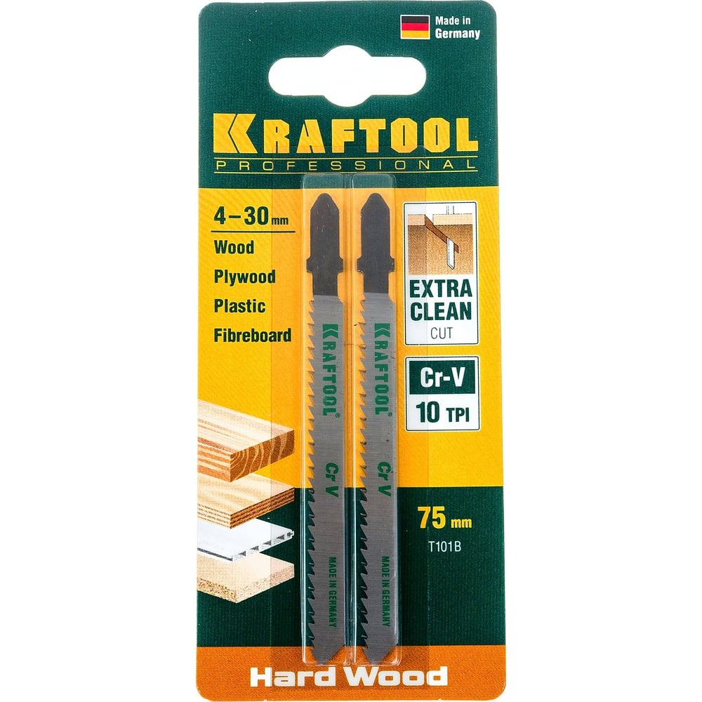 Пилки Kraftool для электролобзика по дереву 75x2.5 мм чистый рез 2 шт ...