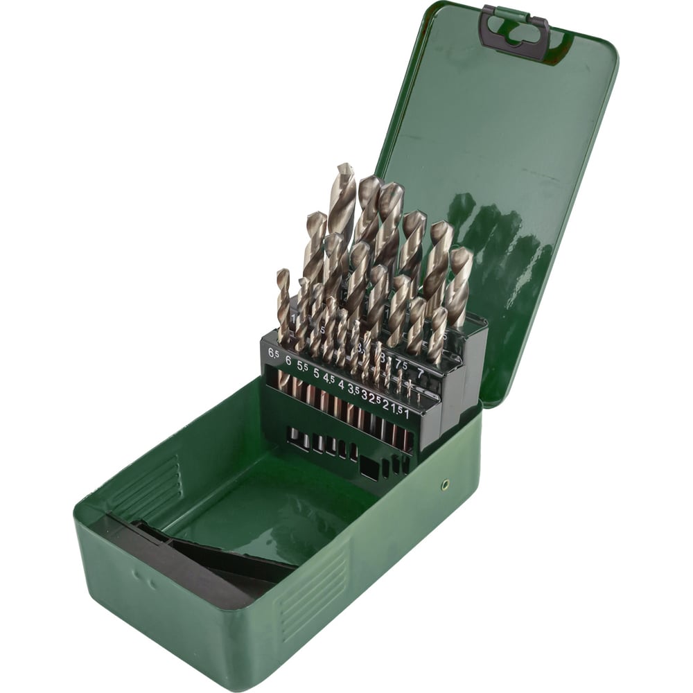 Набор сверл по металлу HSS 4241 в металлическом футляре 25 шт ROCKFORCE RF-924U25(29885 ...