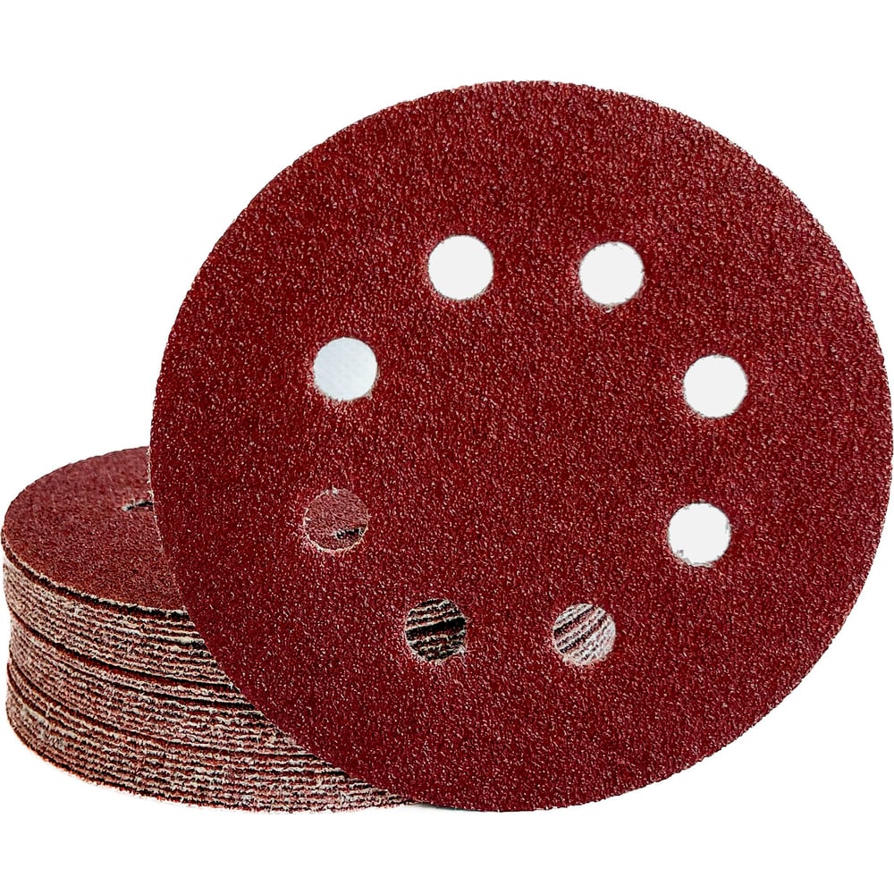 Шлифовальные круги на липучке 125 мм, P150, 30 шт, 8 отверстий Vitatools R-125-P150-30-8 ...