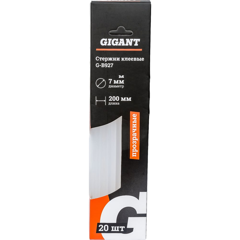 Стержни клеевые (20 шт; 7x200 мм; прозрачные) Gigant G-B927 - выгодная ...