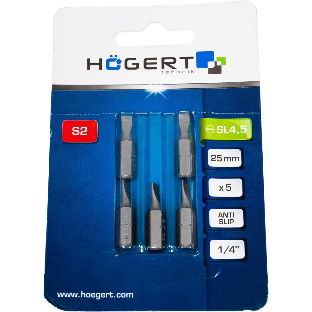 Биты SL4, 25 мм, сталь S2, 5 шт HOEGERT TECHNIK HT1S330 - выгодная цена ...