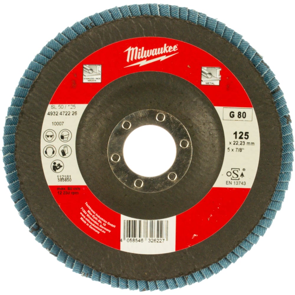 Лепестковый диск Zirconium (125 мм; GRIT 80) Milwaukee 4932472226 ...