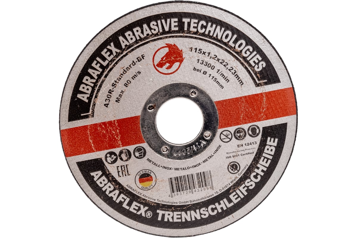 Круг отрезной по металлу + нержавейке (115x1.2x22 мм) Abraflex ...