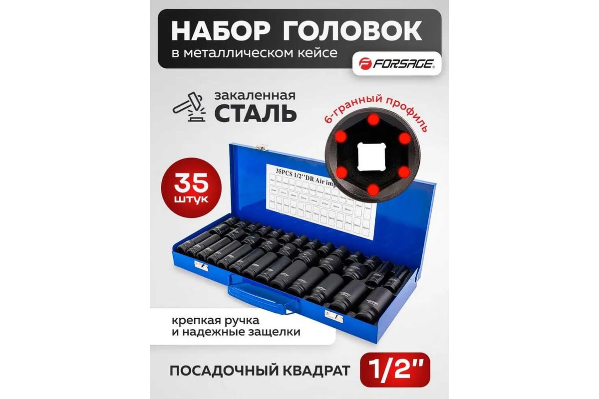 Набор головок 35 предметов, Forsage F-4353-5MPB(59204) - выгодная цена ...