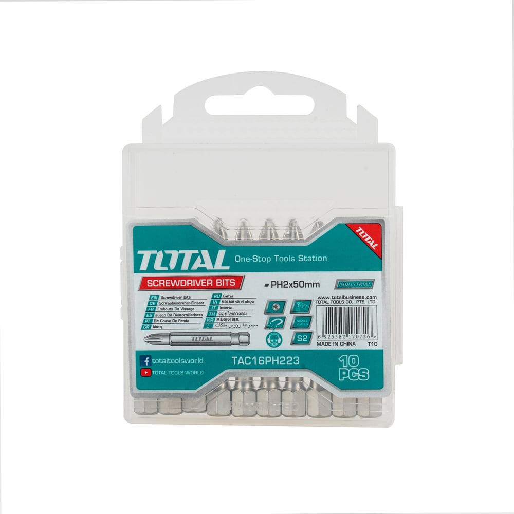 Набор бит (10 шт; PH2; 50 мм; сталь S2) TOTAL TAC16PH223 - выгодная ...
