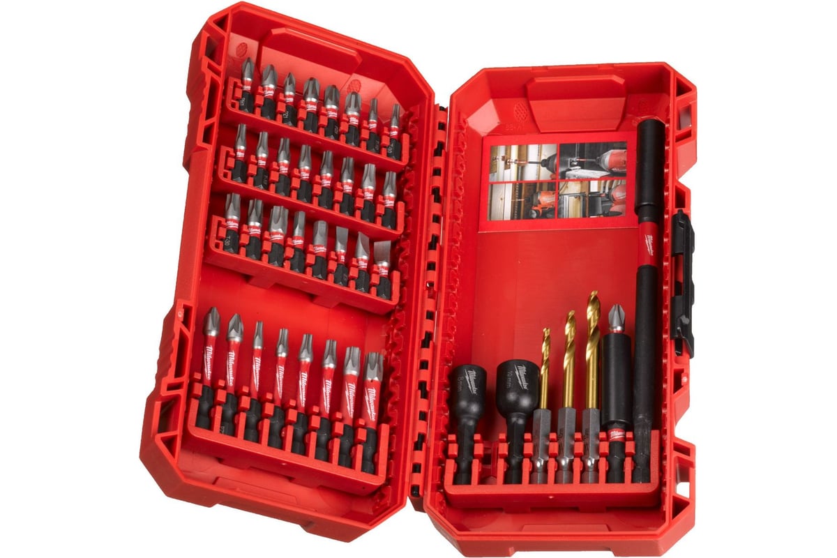 Биты SHOCKWAVE набор 40 предметов GEN III в пласт. кейсе Milwaukee ...