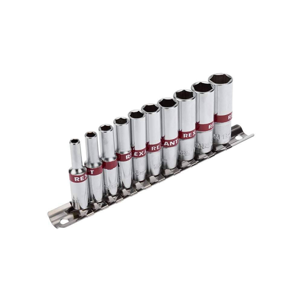 Набор удлиненных торцевых головок REXANT 1/4, шестигранные, CrV, 10 шт ...