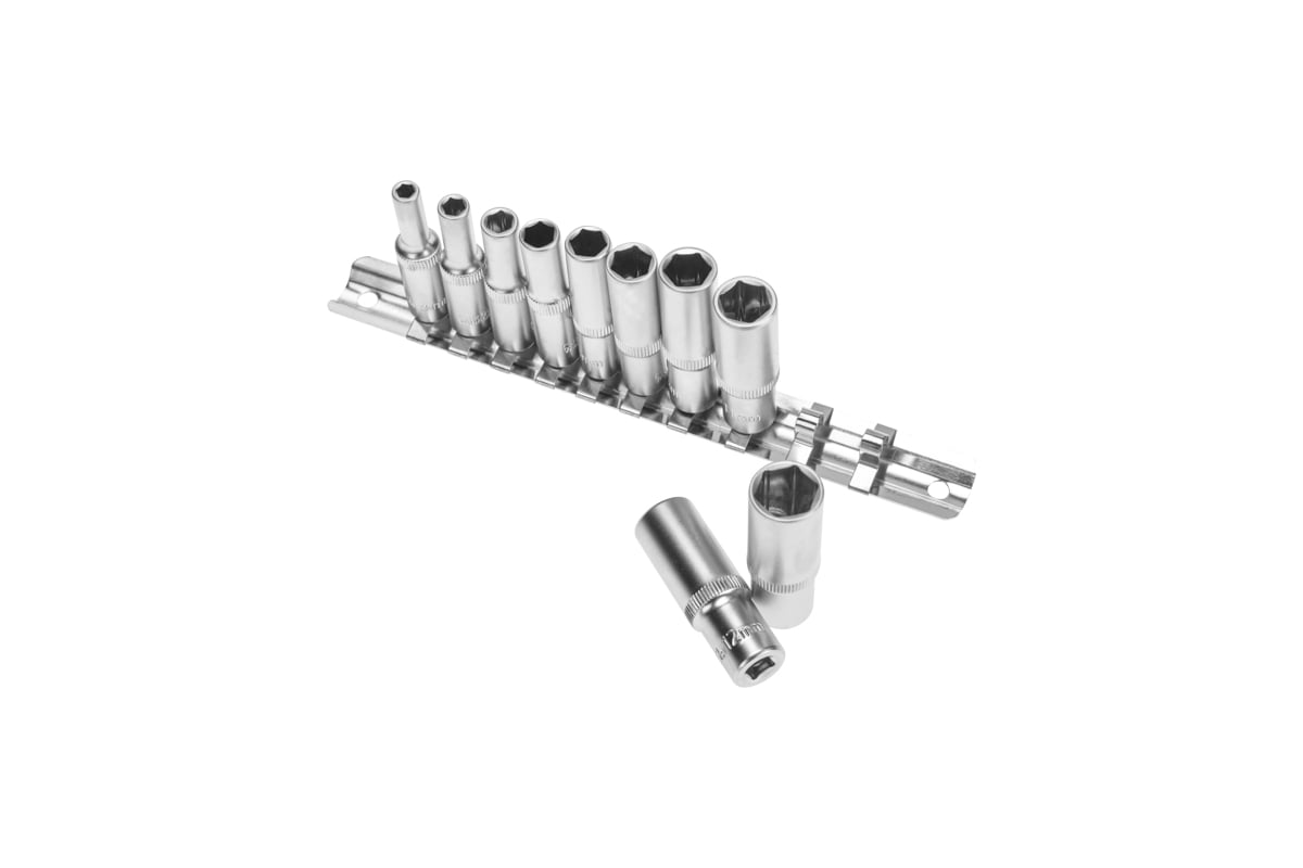 Набор удлиненных торцевых головок REXANT 1/4, шестигранные, CrV, 10 шт ...