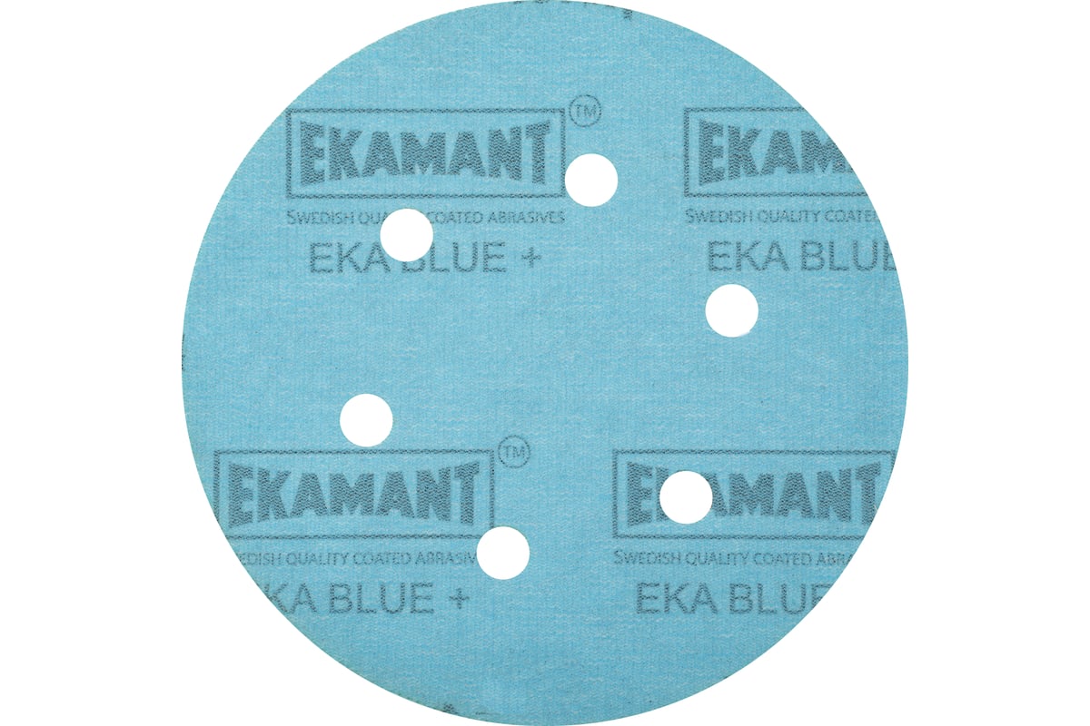 Круг шлифовальный на липучке по дереву и лакам EKA BLUE +V (150 мм; Р80 ...