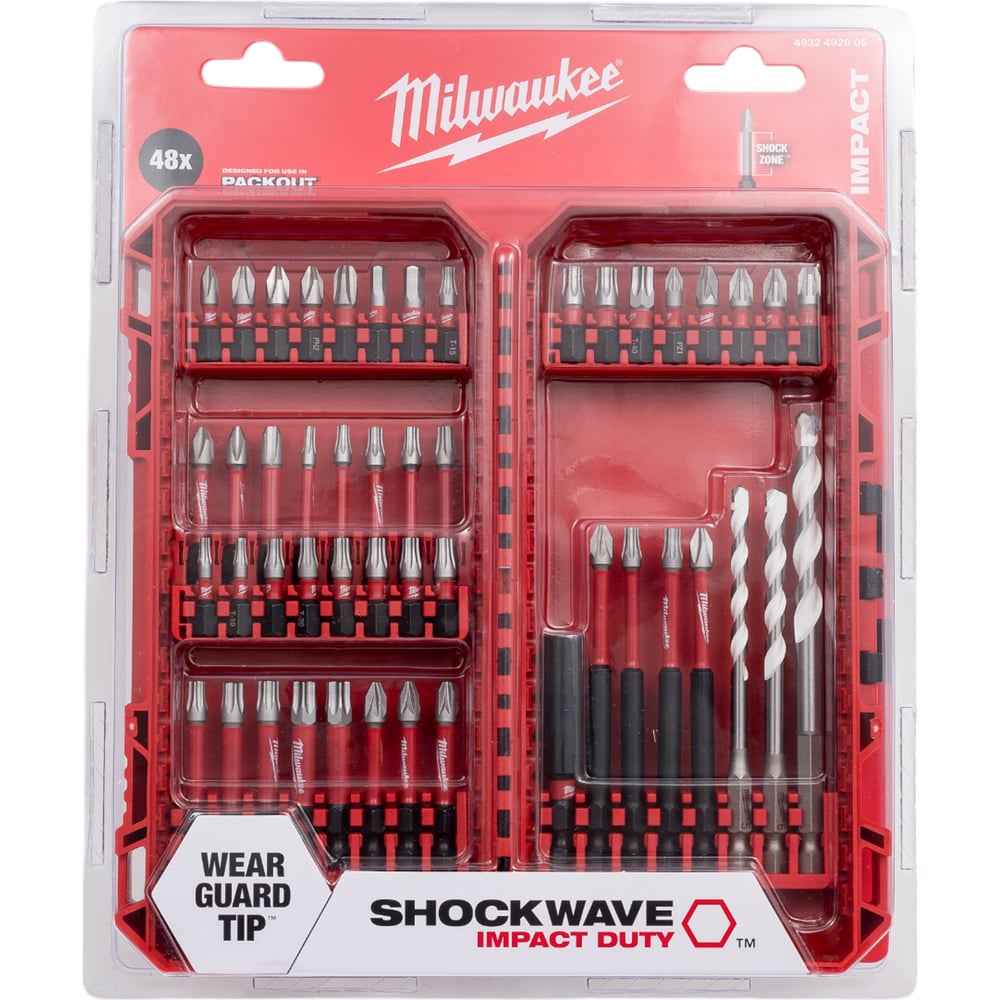 Биты Milwaukee SHOCKWAVE GEN III набор 48 предметов в пласт. кейсе ...