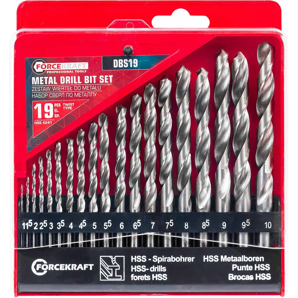 Сверла по металлу Forcekraft набор 19 предметов, 1-10мм FK-DBS19(61593) - выгодная цена, отзывы ...