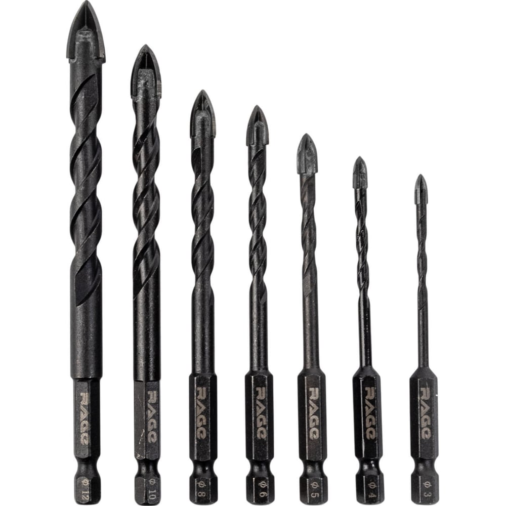 Набор сверл по стеклу и керамике RAGE Quadro-X HEX 7 шт. 550127 ...