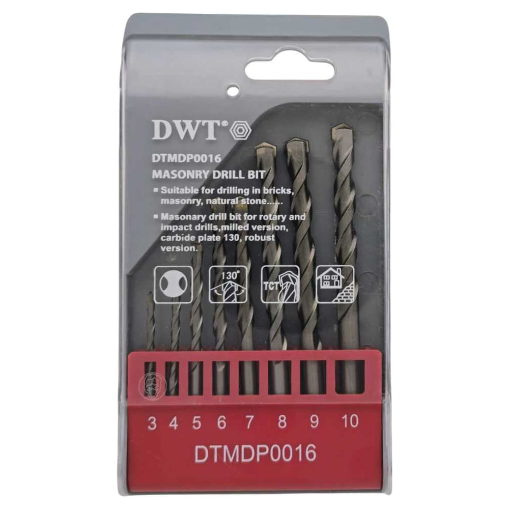Набор сверел по бетону DWT 3/4/5/6/7/8/9/10мм,HCS45+TCT DTMDP0016 ...