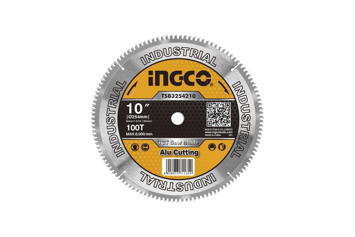Диск пильный TCT по алюминию (254х30 мм; 100Т) INGCO TSB3254210 ...