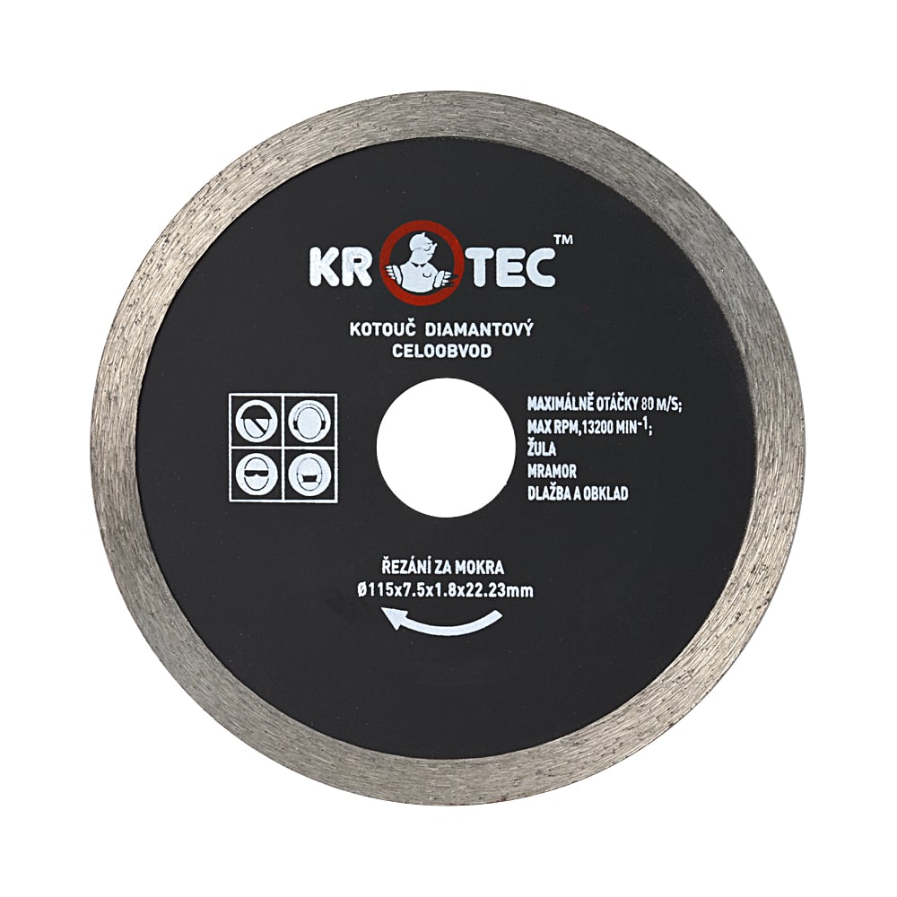 Диск алмазный сплошной (115x22.2 мм) KROTEC 3801006 - выгодная цена ...