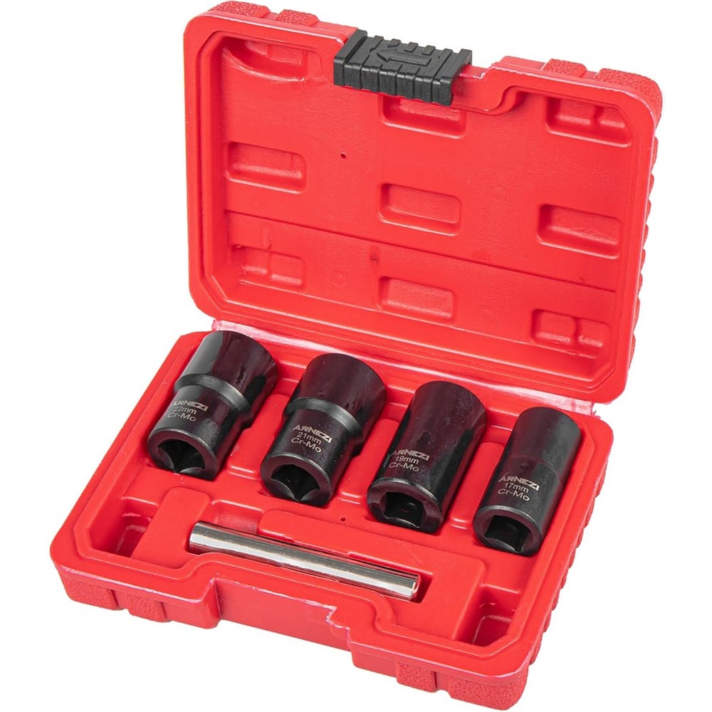 Набор головок (экстракторов) Arnezi для поврежденных гаек и болтов, 5 пр. (CR-MO) R5304012 ...