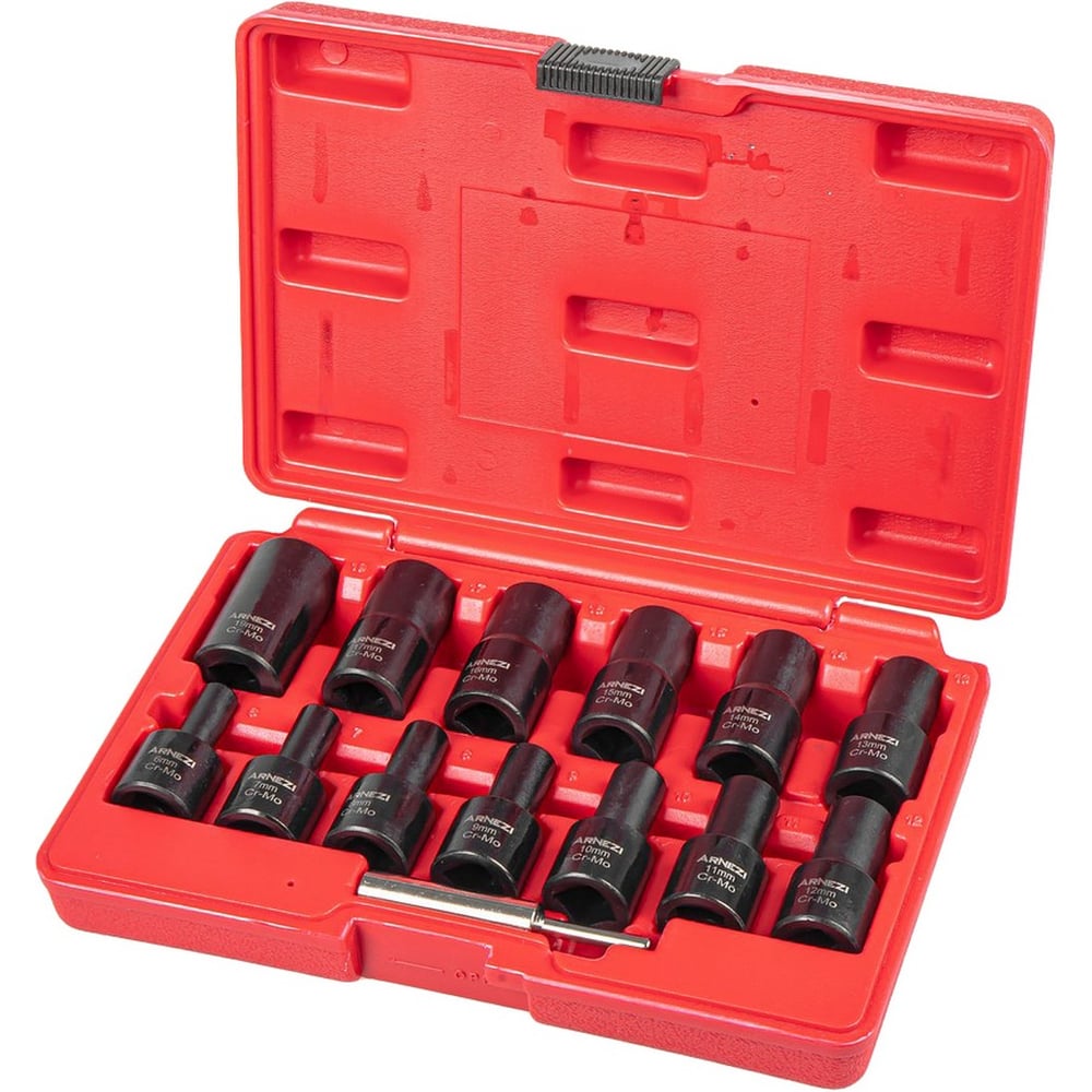 Набор головок (экстракторов) Arnezi для поврежденных гаек и болтов, 14 пр. (6-19мм) (42CR-MO ...