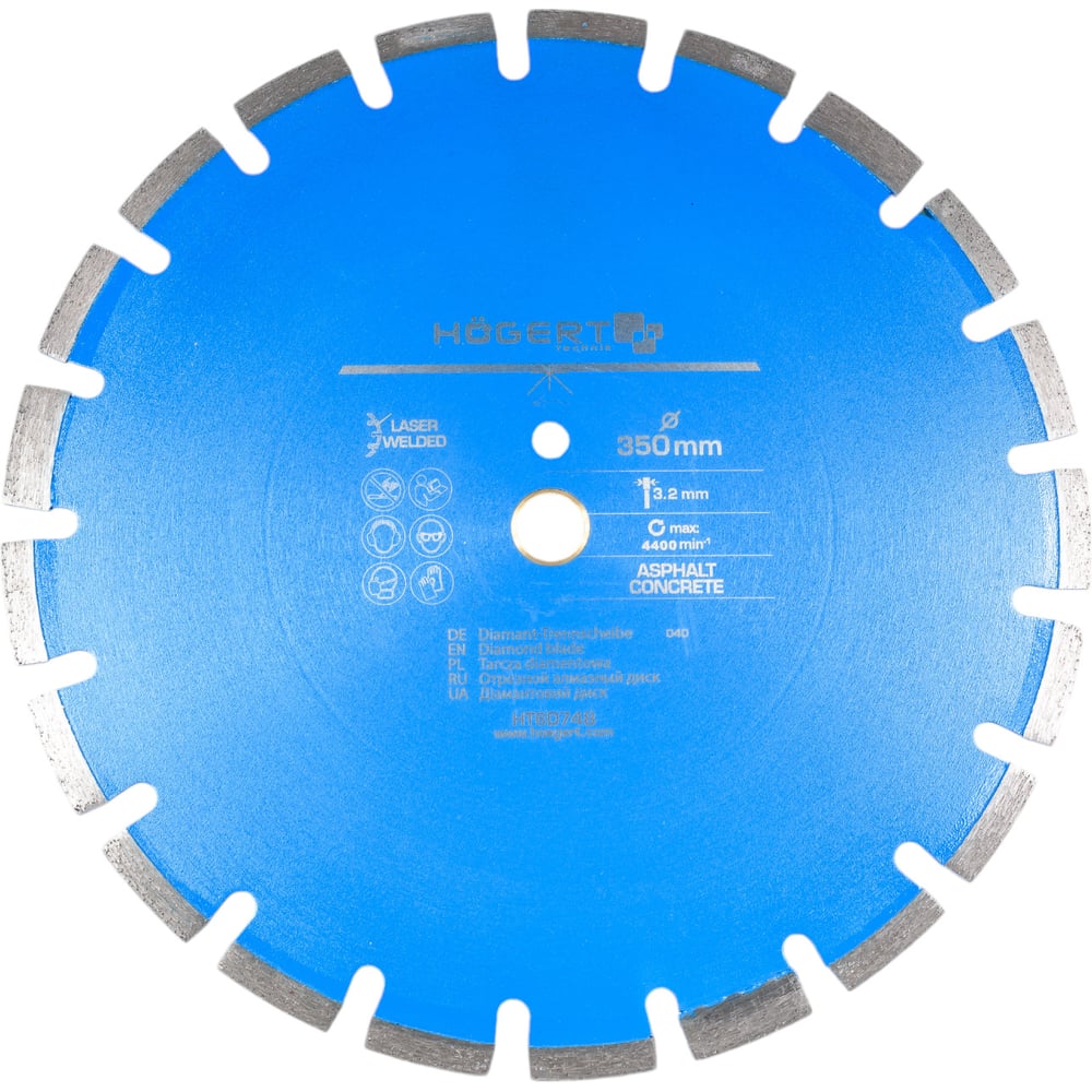 Диск отрезной алмазный по асфальту и бетону (350x3.2x25.4 мм) HOEGERT ...
