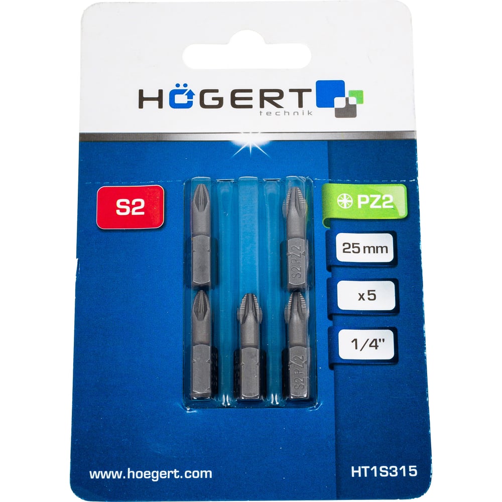 Биты (5 шт; PZ2; 25 мм; сталь S2) HOEGERT TECHNIK HT1S315 - выгодная цена, отзывы ...