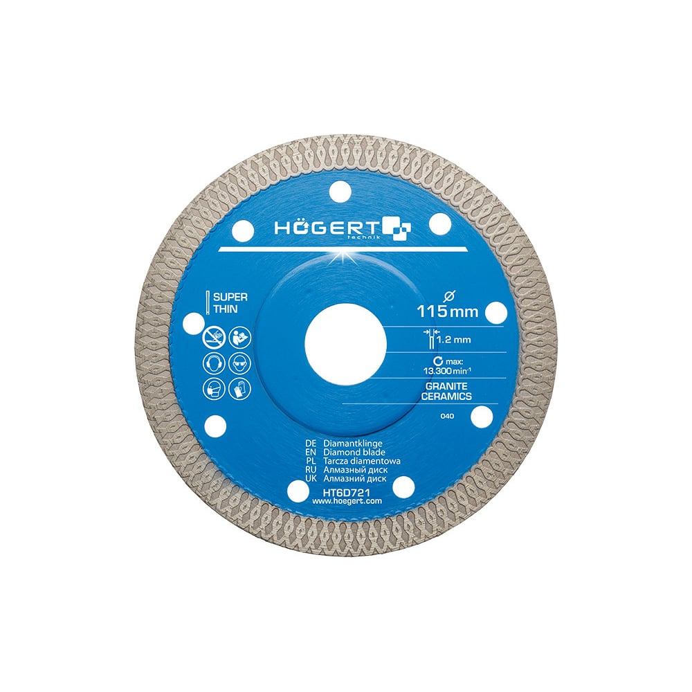 Диск отрезной для плитки (115x1.2x22.2 мм) HOEGERT TECHNIK HT6D721 ...