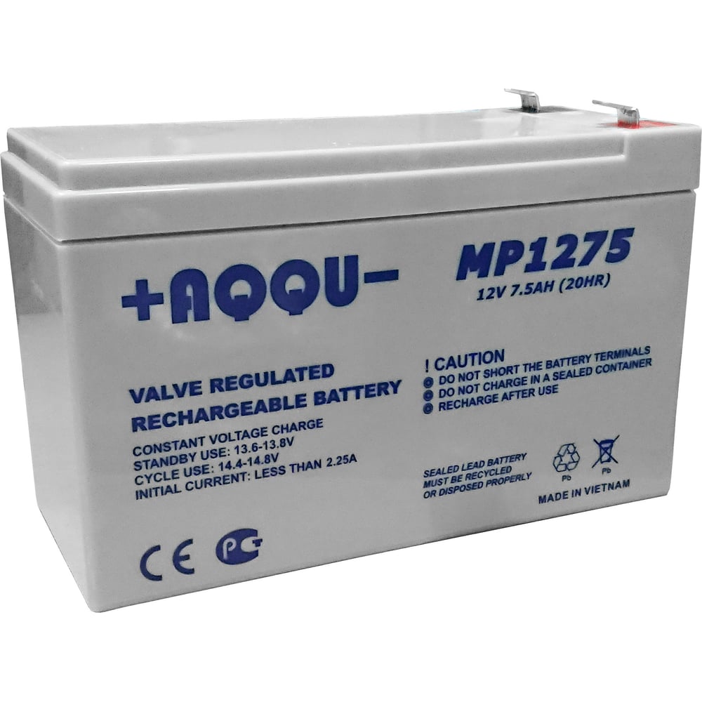 Батарея аккумуляторная AQQU для ИБП 12В, 7.5 Ач MP1275 - выгодная цена, отзывы, характеристики ...