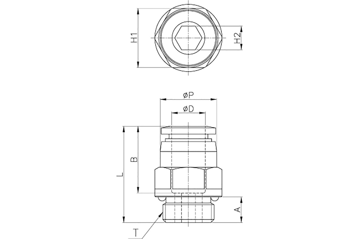 Фитинг 6 мм с наружной металлической резьбой M12 CDC Pneumatics PC ...